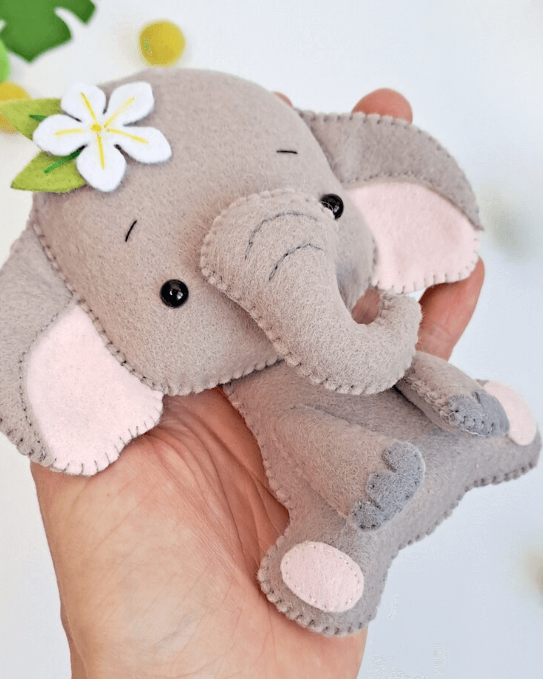 Elefante de feltro | Molde | Artesanato com Feltro Passo a Passo